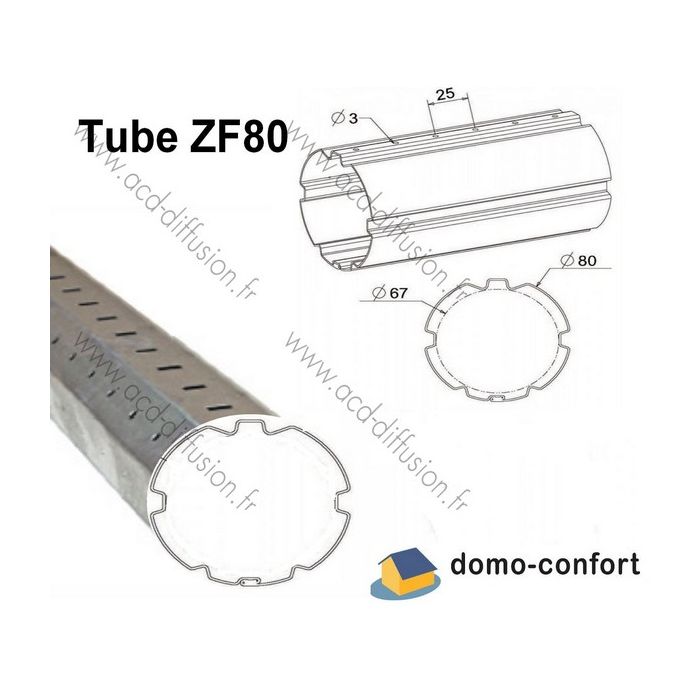 Axe / tube marque ZURFLUH FELLER ZF80 de 80mm de diamètre acier galva - Domo Confort