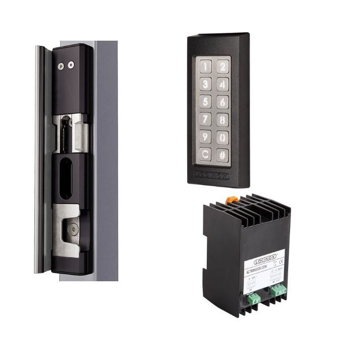 Kit clavier à code noir SLIMSTONE avec gâche MODULECSH et alimentation ...