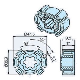 Roue Benthin 52+62 (35) pour tube profilé moteur volets roulants P5 ...