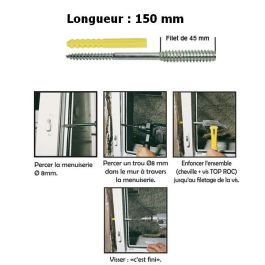 Vis TOP-ROC 150mm pour fixation de menuiseries PVC sur maçonnerie ...